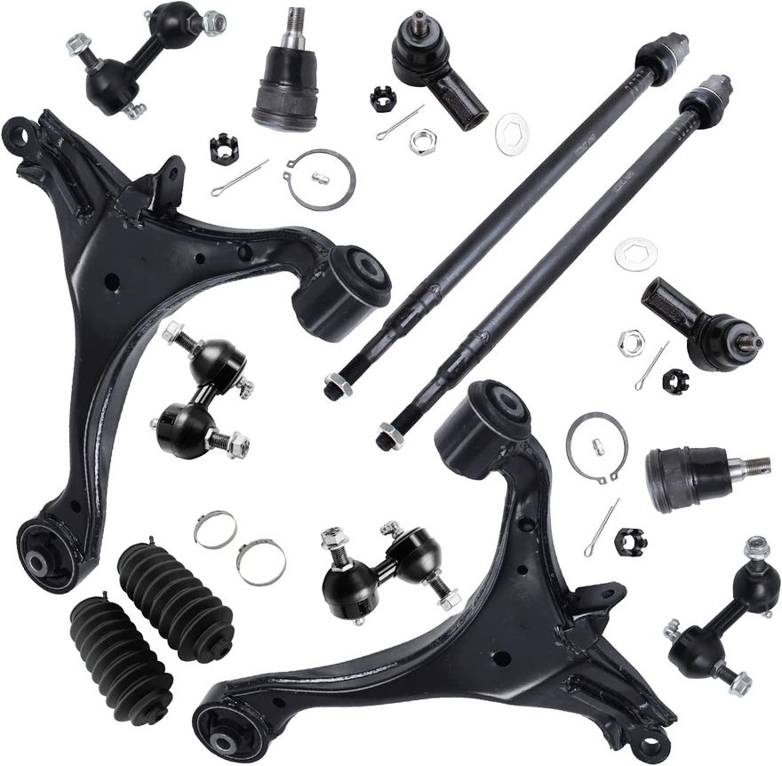 14pc Front Lower Control Arms Sway Bar Links Tie Rods Suspension Kit