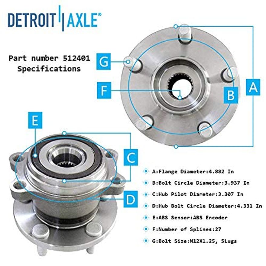 Rear Wheel Hub and Bearings Pair