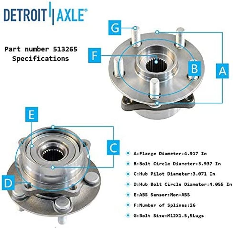 Front Wheel Hub and Bearings (Pair)