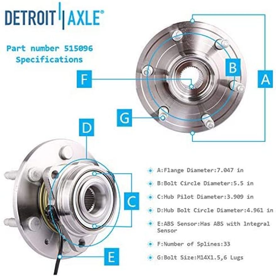 Front Driver or Passenger Side Wheel Hub and Bearing