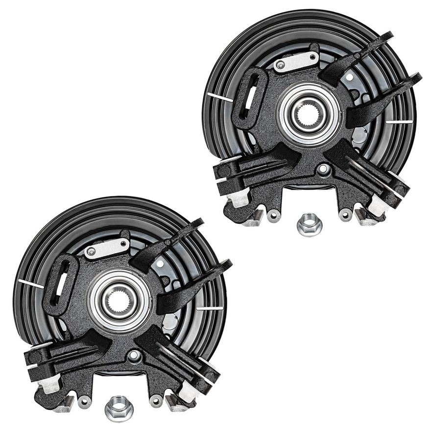 4pc Rear Brake Calipers Steering Knuckles and Wheel Hub Bearings Kit