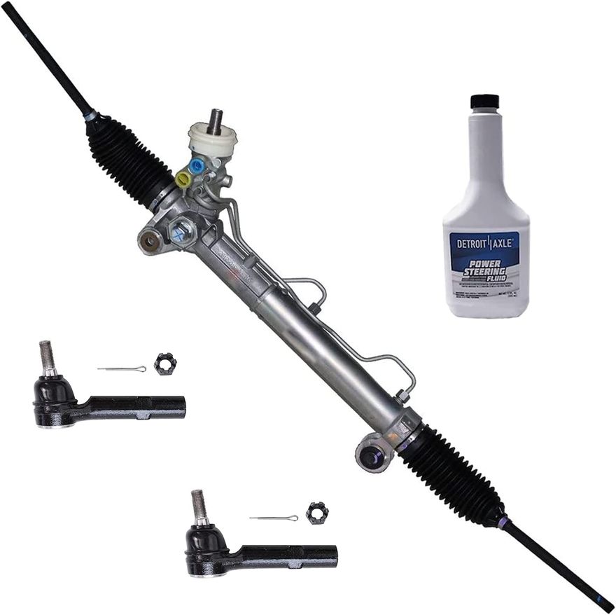 4pc Front Power Steering Rack and Pinion Outer Tie Rods Suspension Kit