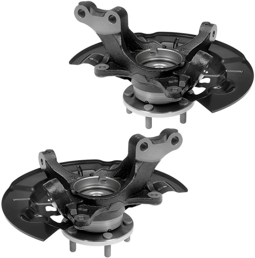 4pc Front Steering Knuckles and Wheel Hub Bearings Outer Tie Rods ...