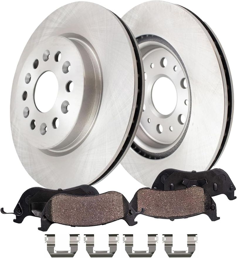 4pc Rear Disc Rotors and Ceramic Brake Pads Kit
