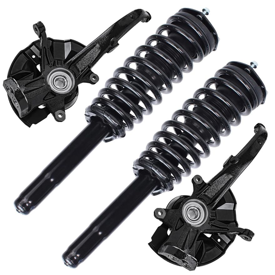 4pc Front Struts Steering Knuckles and Wheel Hub Bearings Suspension Kit