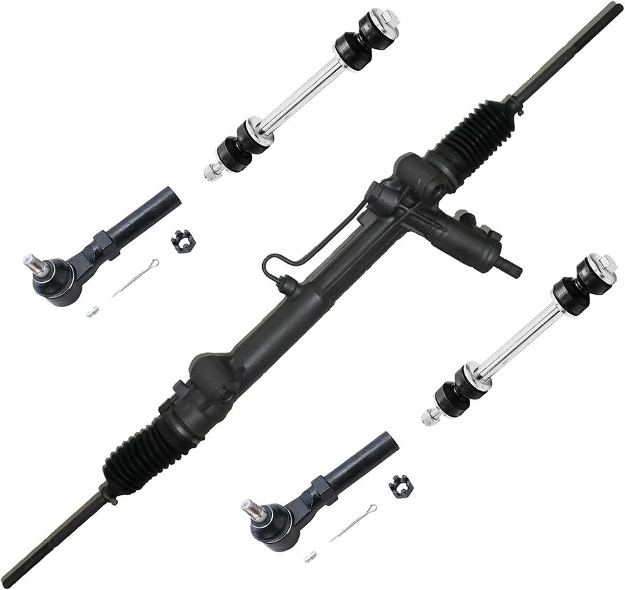 5pc Power Steering Rack and Pinion Tie Rods Sway Bar Links Suspension Kit