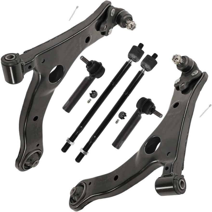 2017 Toyota Corolla 6pc Front Lower Control Arms Inner Outer Tie Rods ...