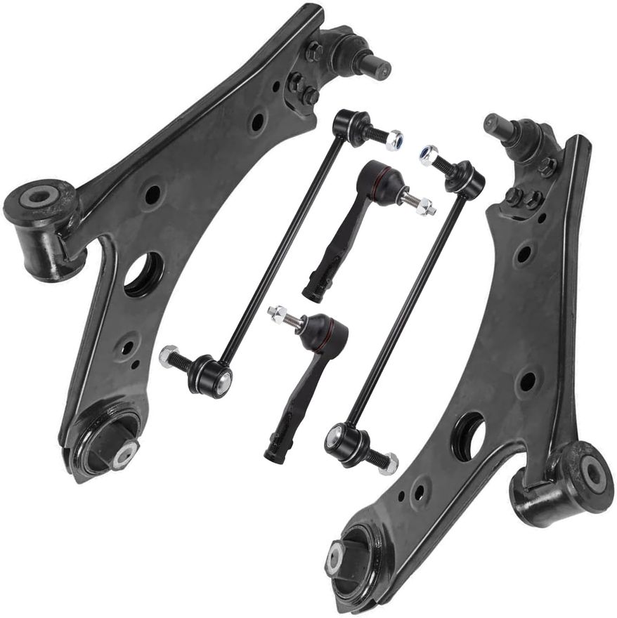 2020 Jeep Compass 6pc Front Lower Control Arms Sway Bar Links Outer Tie ...