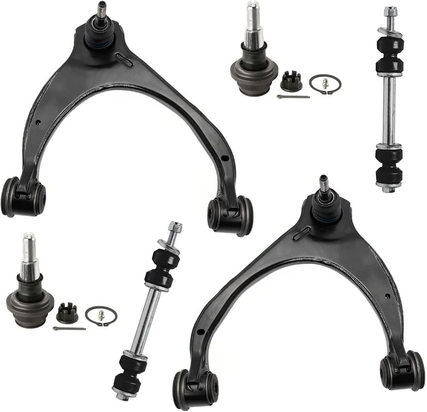 6pc Front Upper Control Arms Sway Bar Links Lower Ball Joints ...