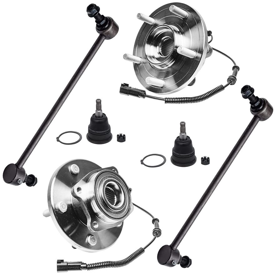 2013 Volkswagen Routan 6pc Front Wheel Hub and Bearings Sway Bar Links ...