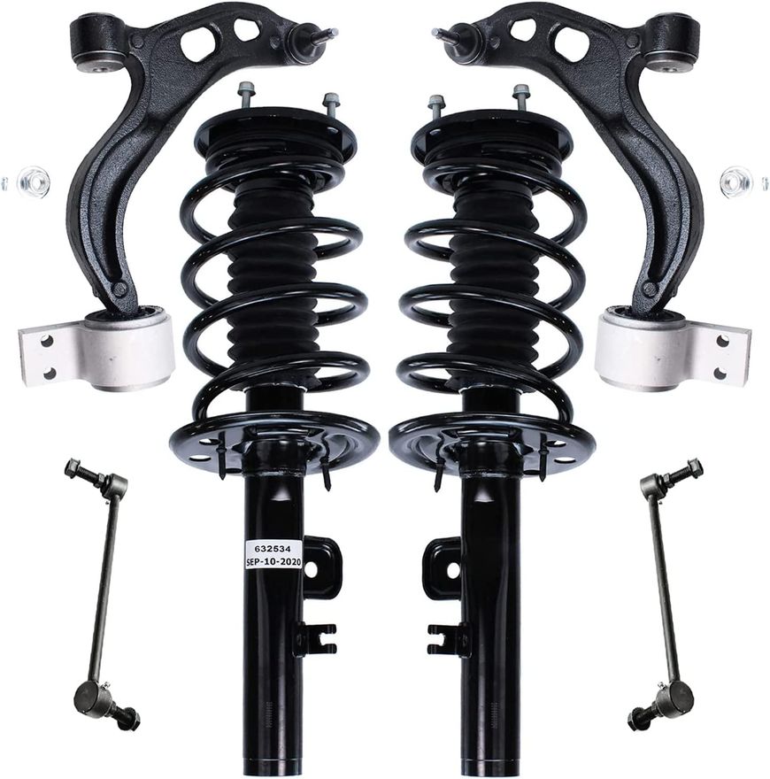 6pc Front Struts Lower Control Arms Sway Bar Links Suspension Kit