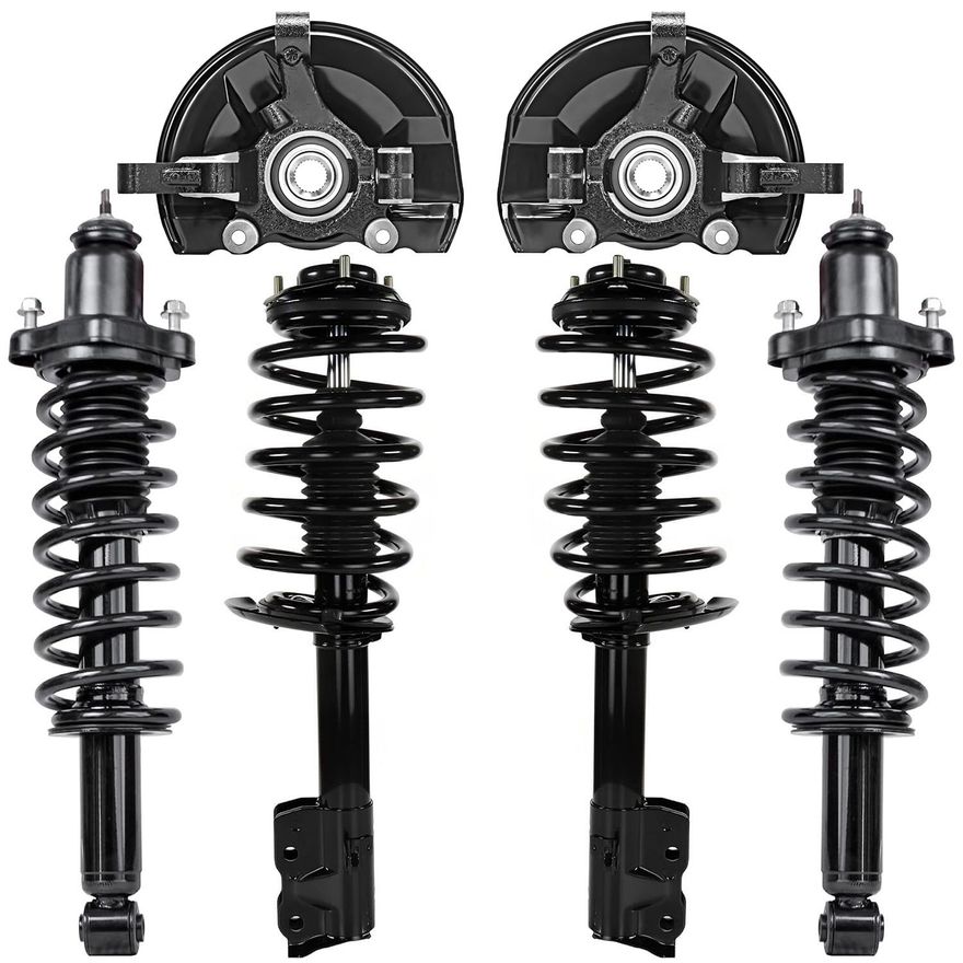 2014 Jeep Compass 6pc Front & Rear Struts Steering Knuckles and Wheel ...