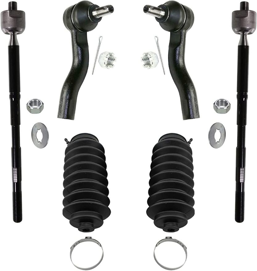 6pc Front Inner Outer Tie Rods Suspension Kit