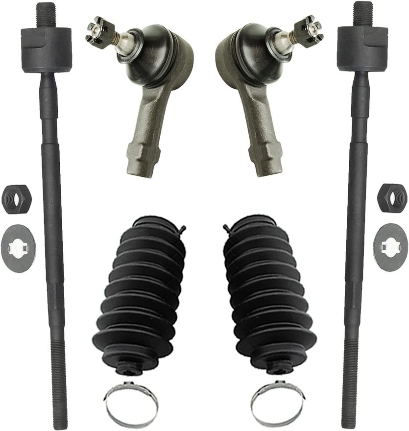 1992 Dodge Colt 6pc Front Inner Outer Tie Rods Boots Suspension Kit
