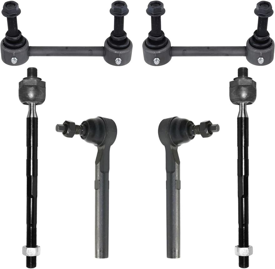 2007 Hummer H3 6pc Front Inner Outer Tie Rods Sway Bar Links Suspension Kit