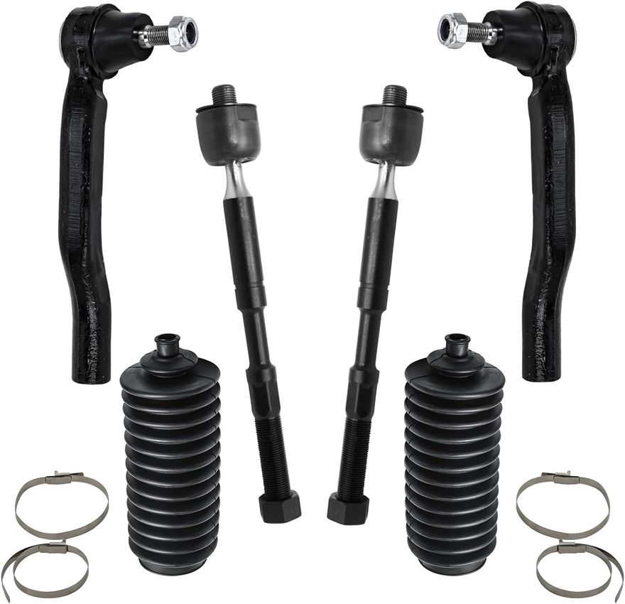6pc Front Inner Outer Tie Rods Suspension Kit