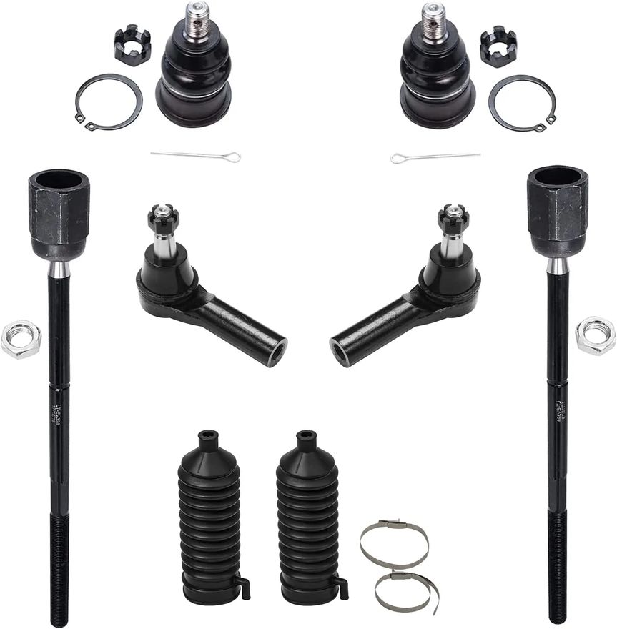 8pc Front Inner Outer Tie Rods Lower Ball Joints Suspension Kit