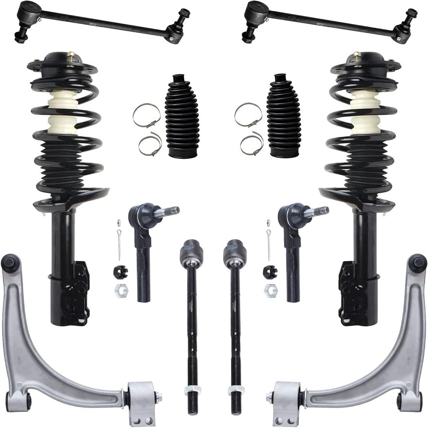 12pc Front Struts Lower Control Arms Tie Rods Sway Bar Links Suspension Kit