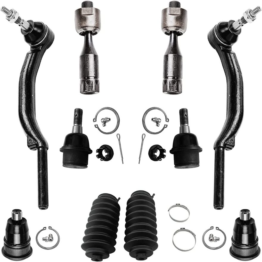 10pc Front Inner Outer Tie Rods Upper Lower Ball Joints Suspension Kit