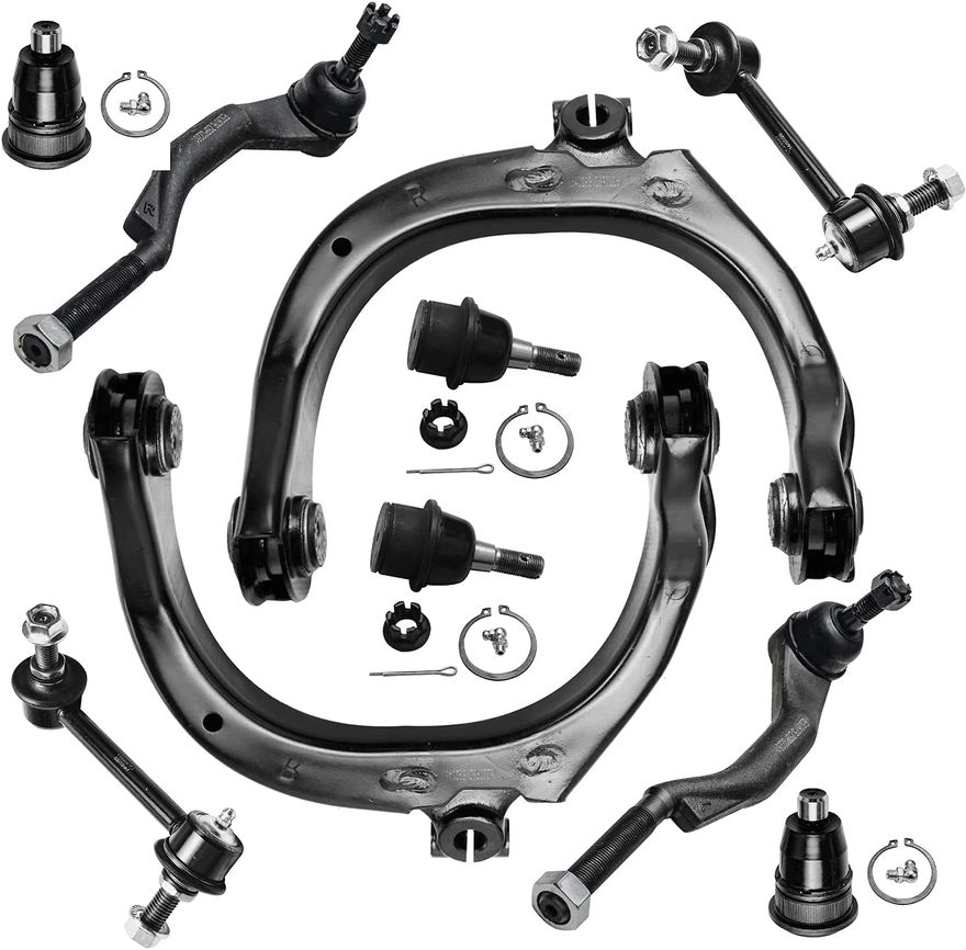 2008 GMC Envoy 10pc Front Upper Control Arms Sway Bar Links Tie Rods ...