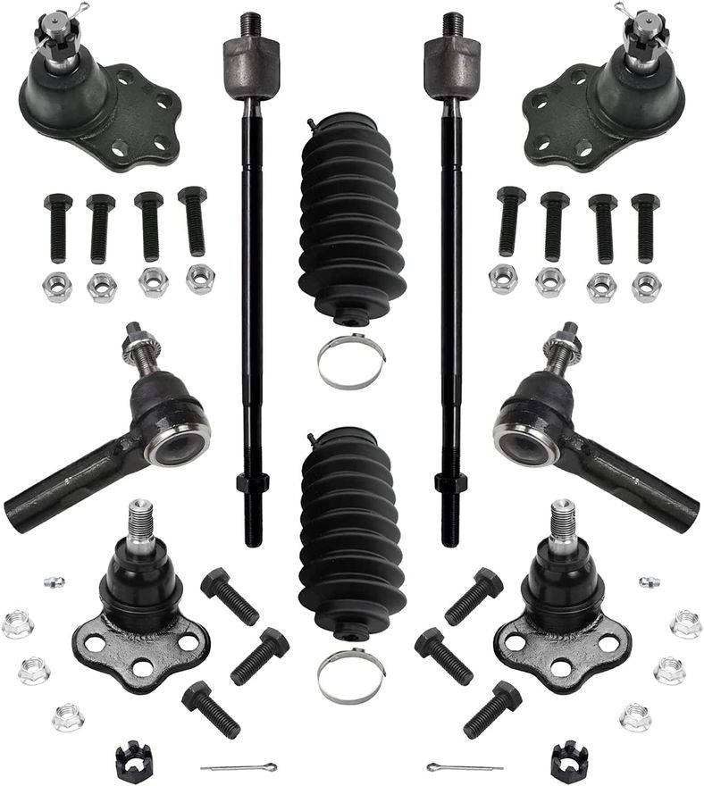 10pc Front Upper Lower Ball Joints Tie Rods Suspension Kit