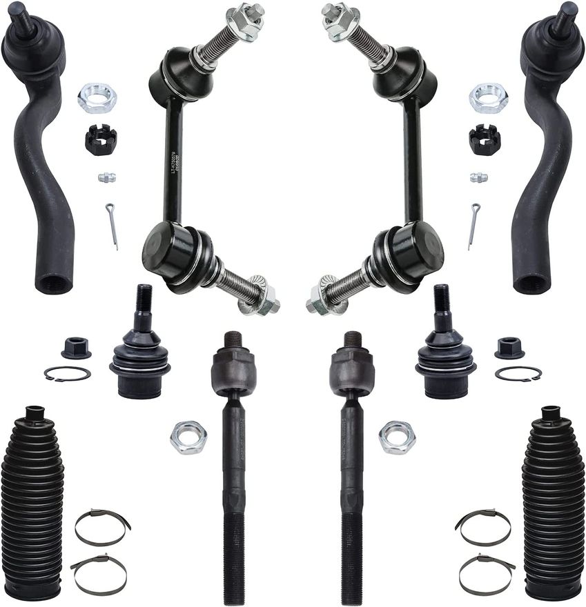 10pc Front Tie Rods Sway Bar Links Lower Ball Joints Suspension Kit