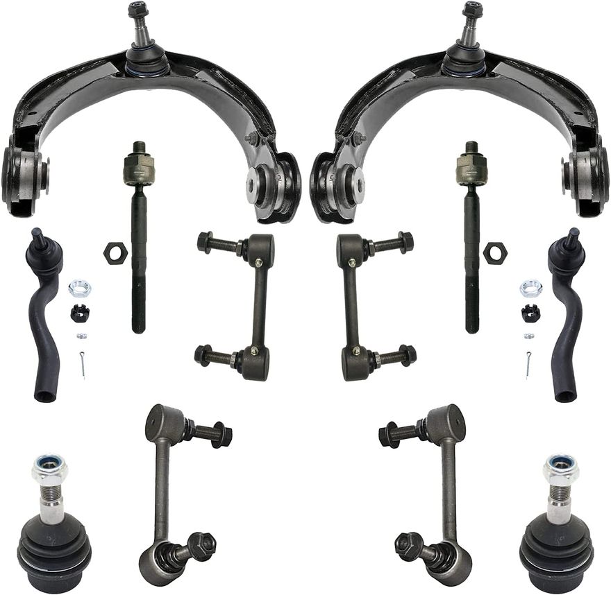 12pc Front Upper Control Arms Lower Ball Joints Tie Rods Suspension Kit