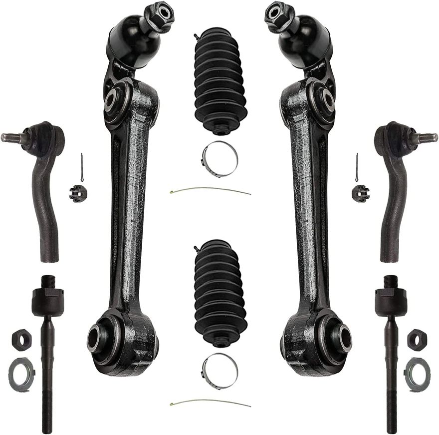 8pc Front Lower Forward Control Arms Tie Rods Suspension Kit