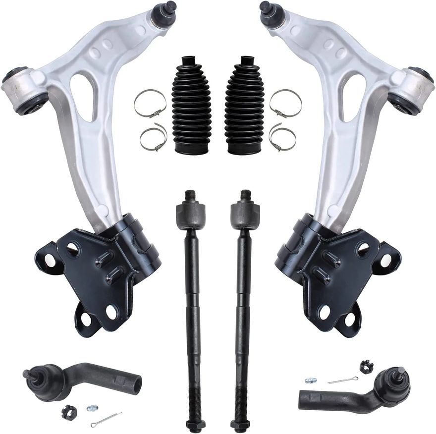 8pc Front Lower Control Arms Tie Rods Suspension Kit