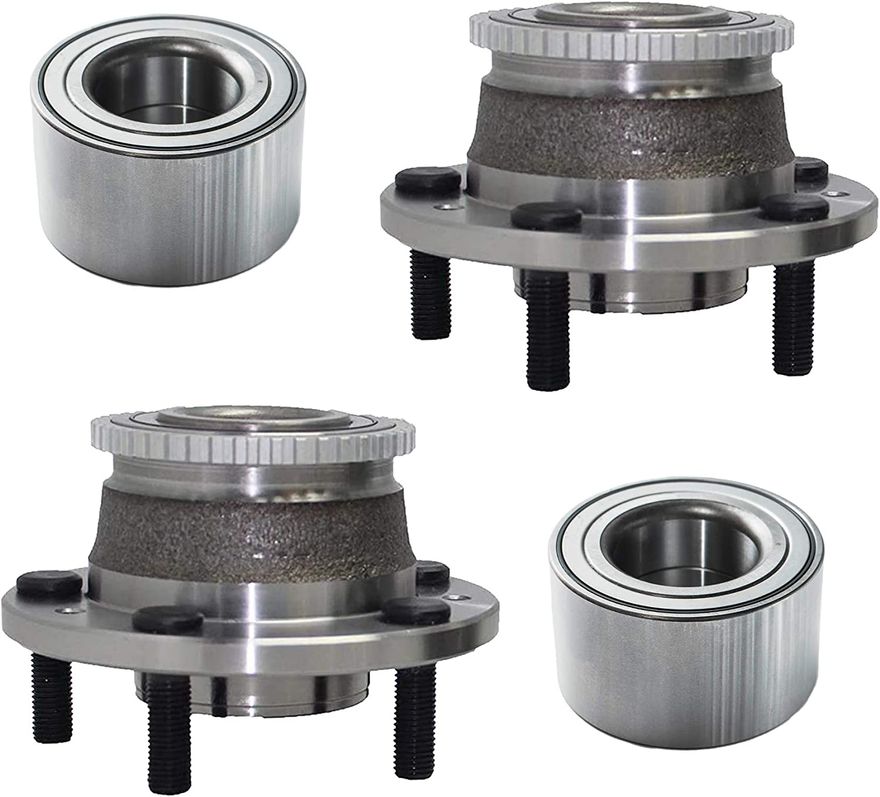 4pc Front Wheel Bearings Rear Wheel Hub and Bearings Kit