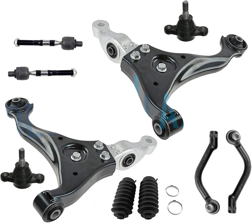 10pc Front Lower Control Arms Ball Joints Tie Rods Suspension Kit