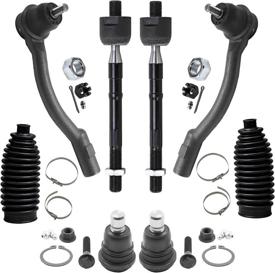 8pc Front Inner Outer Tie Rods Lower Ball Joints Suspension Kit