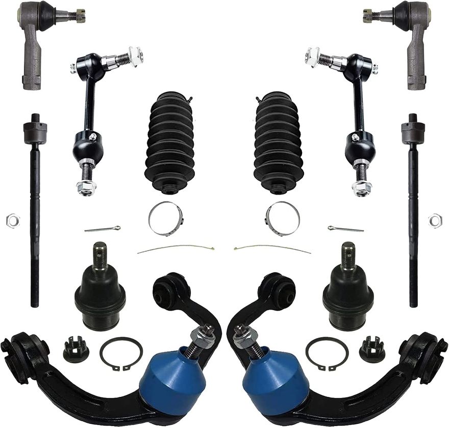 12pc Front Upper Control Arms Lower Ball Joints Sway Bar Links ...