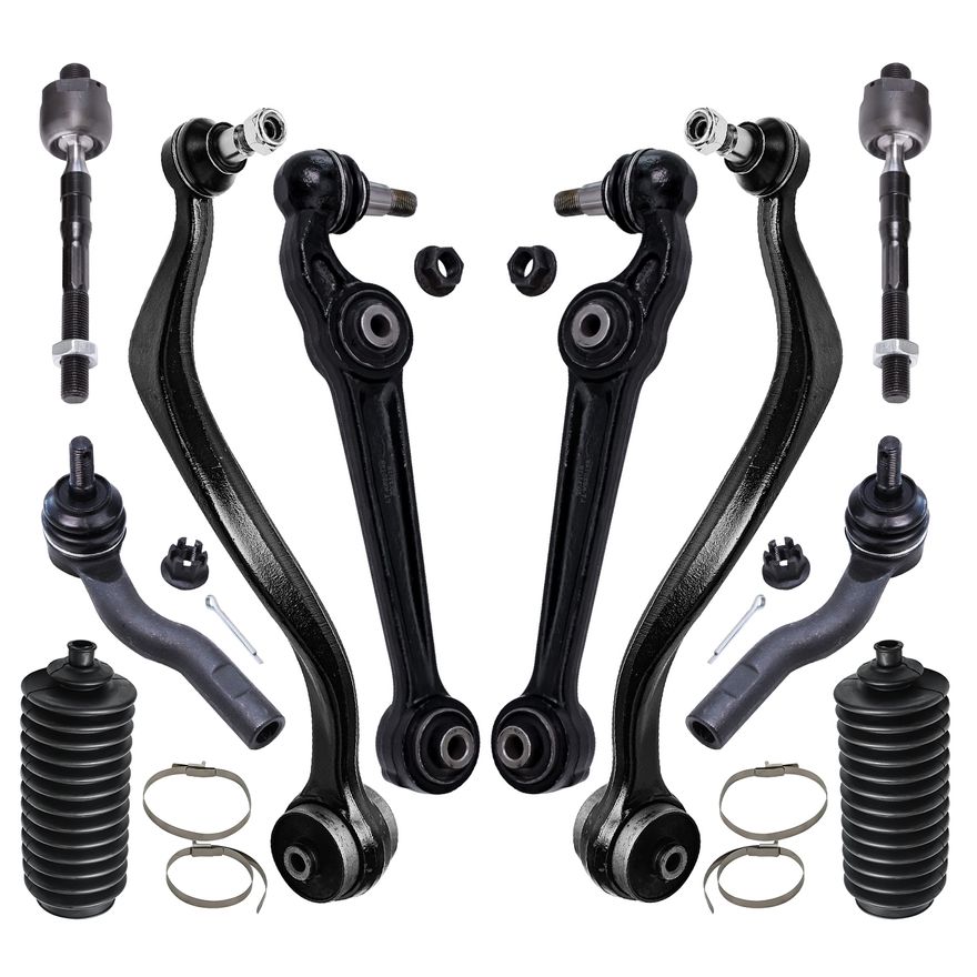 10pc Front Lower Control Arms Tie Rods Suspension Kit