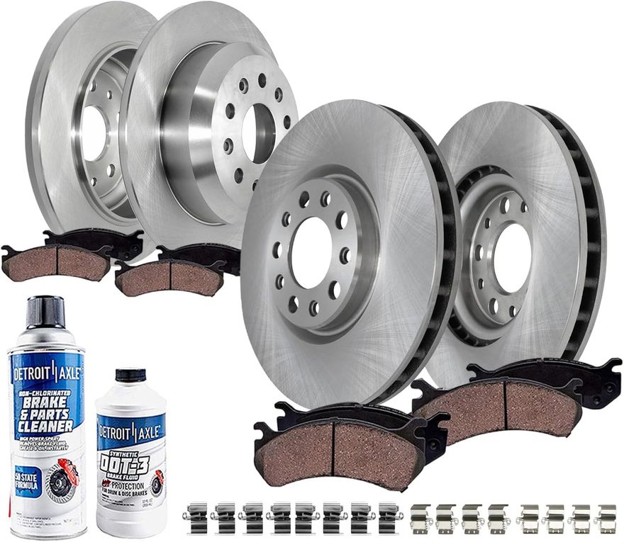 10pc Front & Rear Disc Rotors and Ceramic Brake Pads Kit