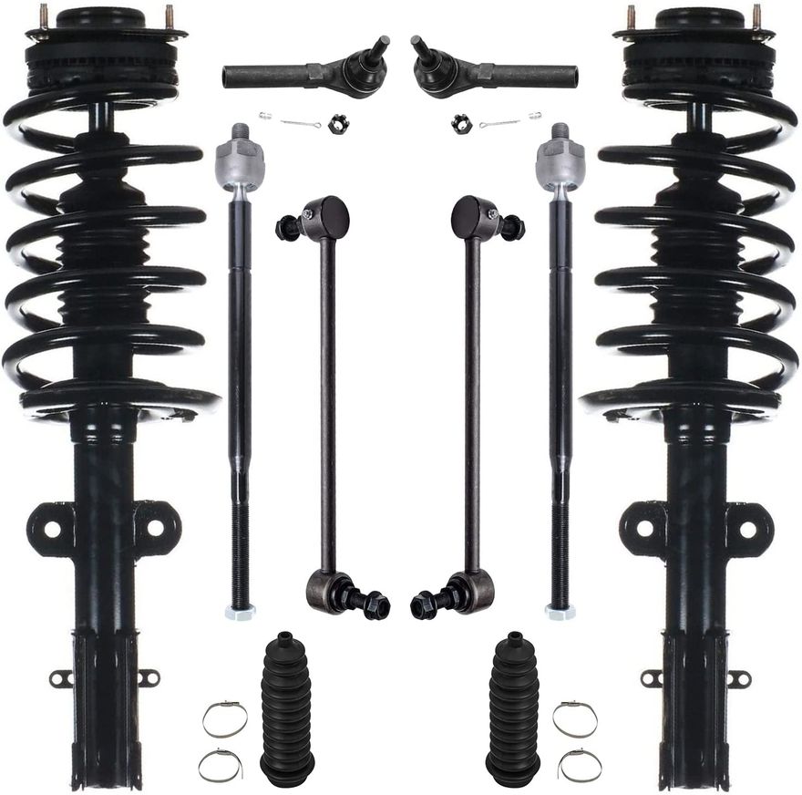2013 Dodge Grand Caravan 10pc Front Struts Sway Bar Links Tie Rods ...
