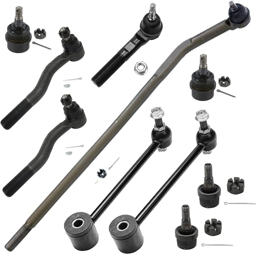 10pc Front & Rear Tie Rods Ball Joints Sway Bar Links Suspension Kit