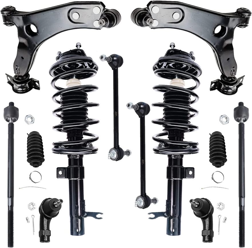 12pc Front Struts Lower Control Arms Tie Rods Sway Bar Links Suspension Kit
