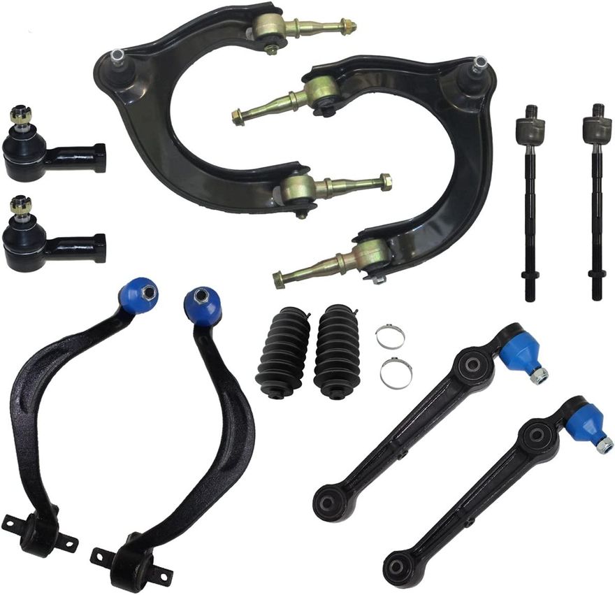 12pc Front Upper Lower Control Arms Inner Outer Tie Rods Suspension Kit