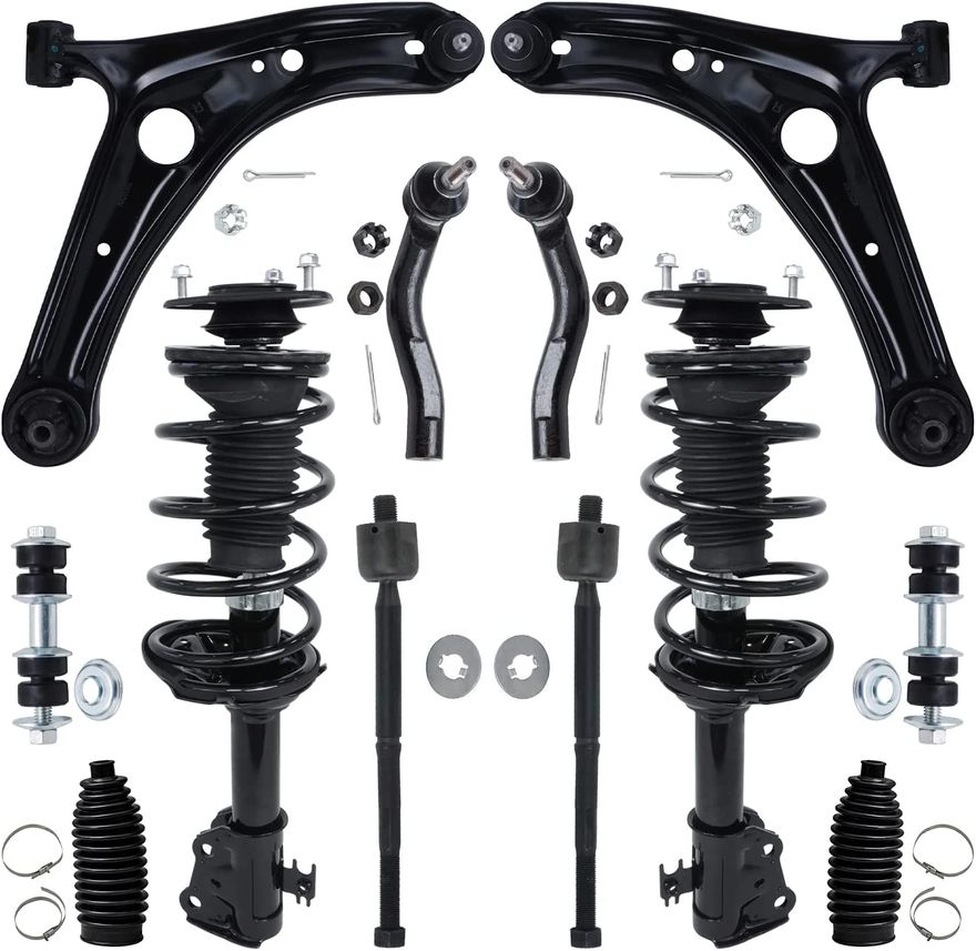 12pc Front Struts Lower Control Arms Tie Rods Sway Bar Links Suspension Kit