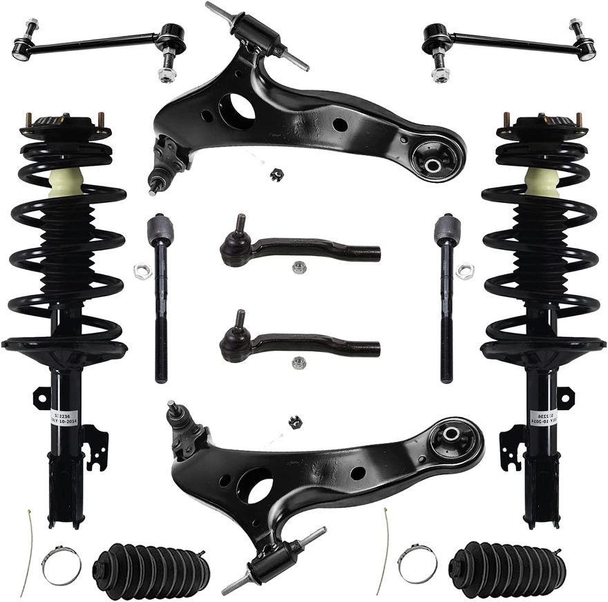 12pc Front Struts Lower Control Arms Tie Rods Sway Bar Links Suspension Kit