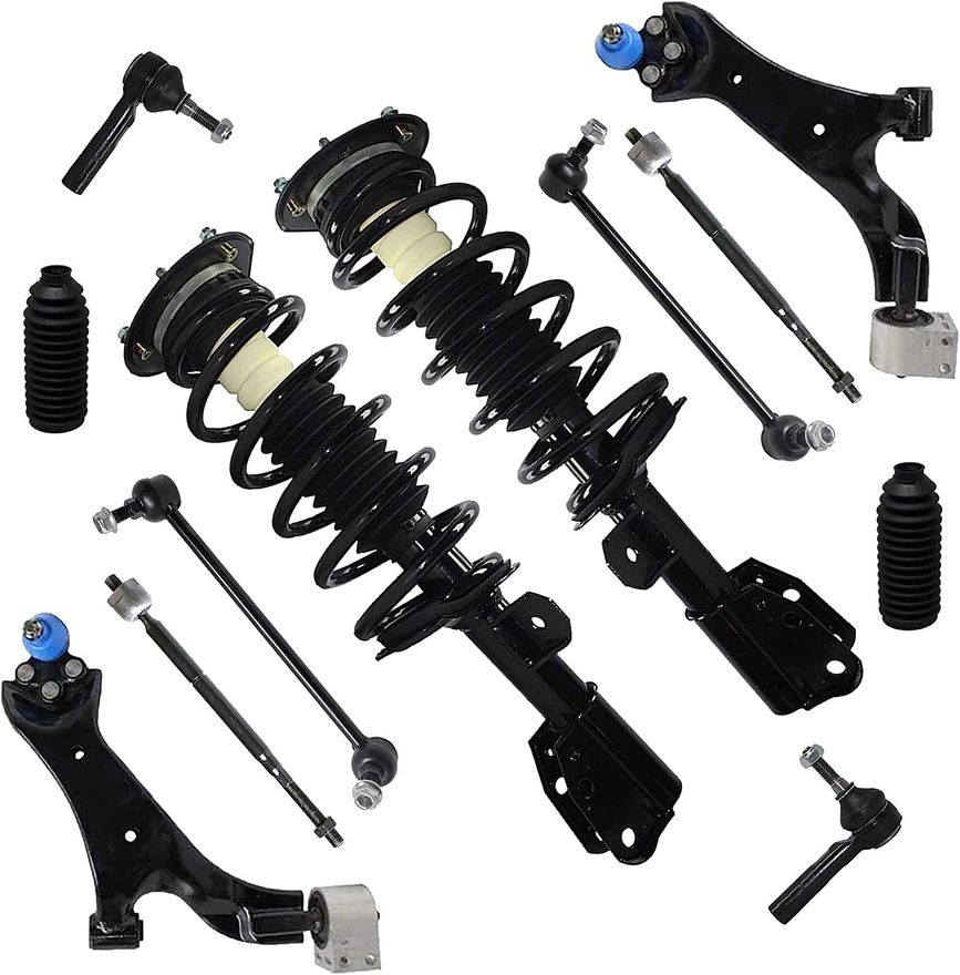 12pc Front Struts Lower Control Arms Tie Rods Sway Bar Links Suspension Kit