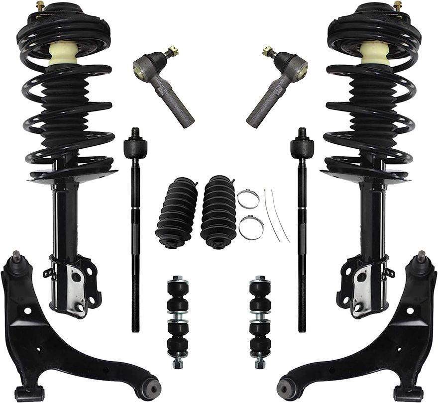 12pc Front Struts Lower Control Arms Tie Rods Sway Bar Links Suspension Kit