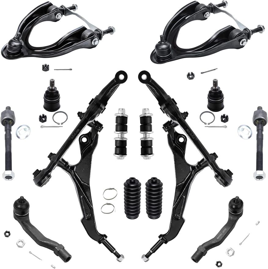 14pc Front Upper Lower Control Arms Tie Rods Sway Bar Links Suspension Kit