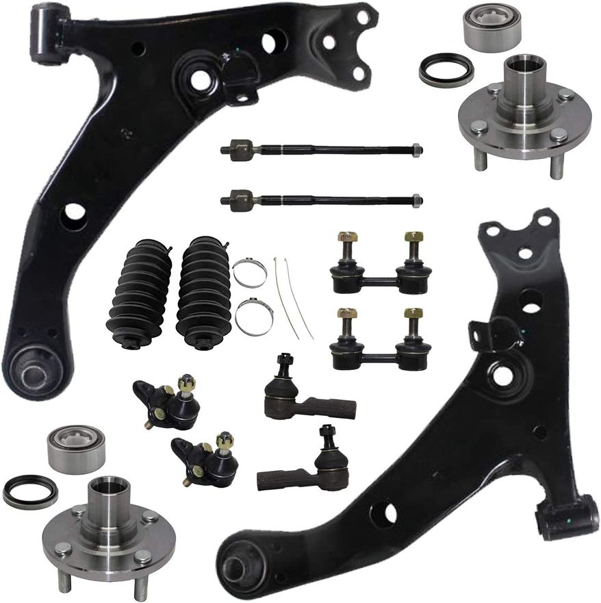 14pc Front Lower Control Arms Wheel Hub and Bearings Tie Rods ...