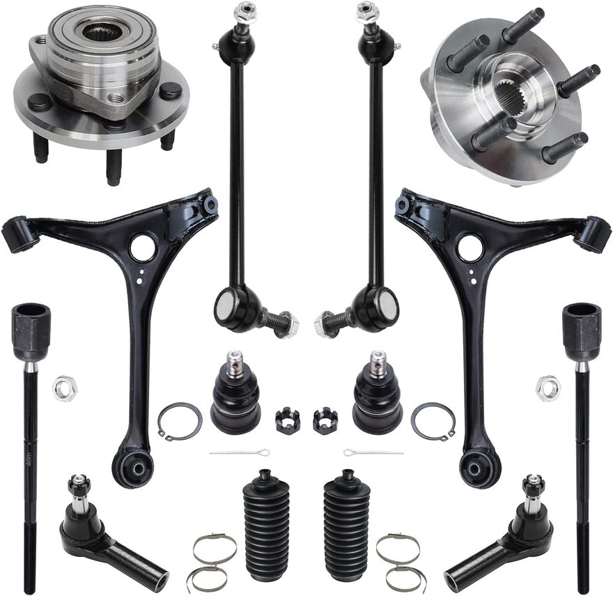 14pc Front Control Arms Wheel Hub and Bearings Sway Bar Links ...