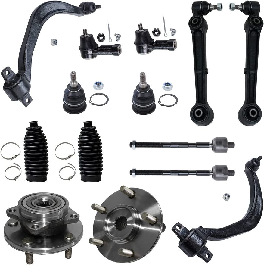 14pc Front Lower Control Arms Wheel Hub and Bearings Suspension Kit