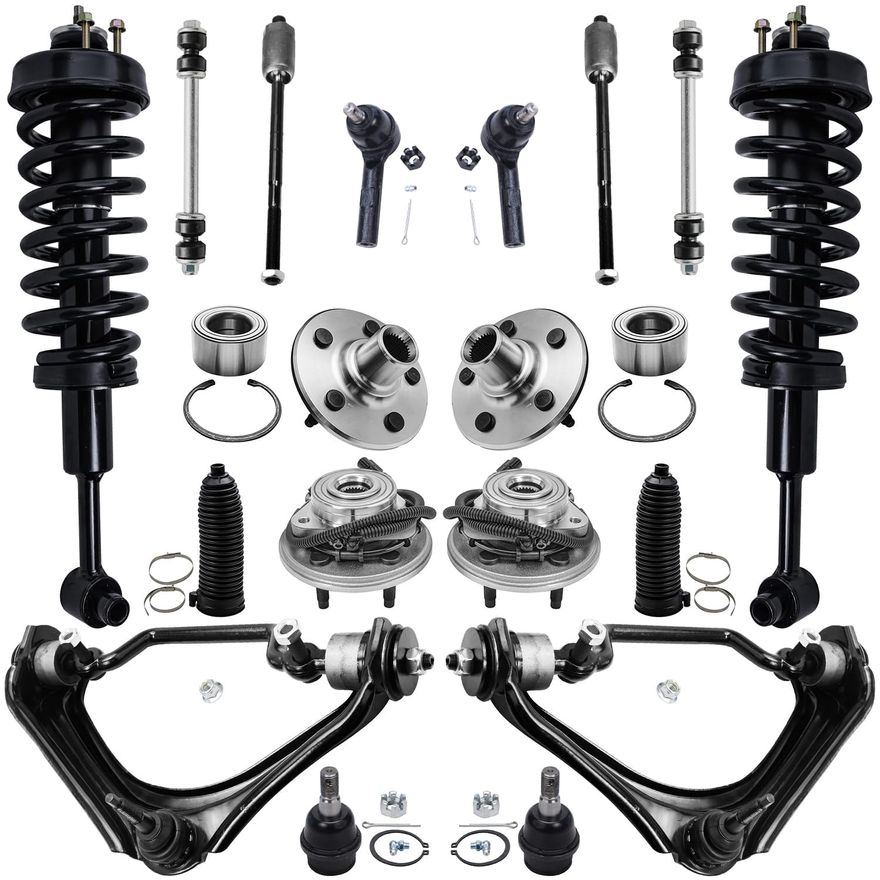 18pc Front Struts Upper Control Arms Wheel Hub and Beaings Suspension Kit