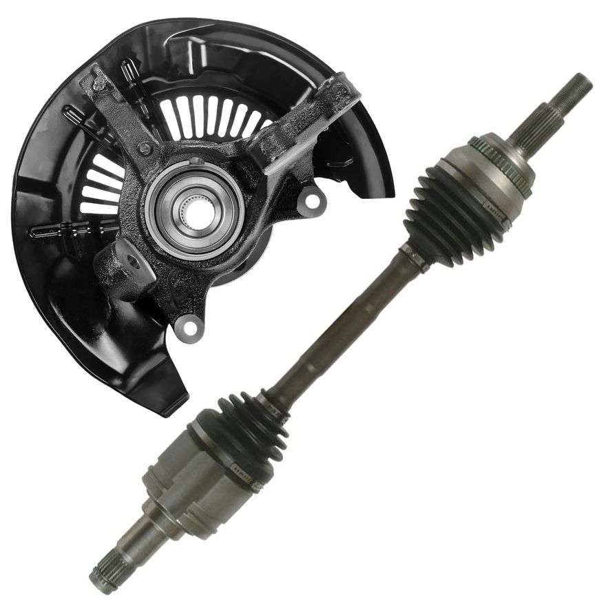 2002 Lexus ES300 Front Driver Side CV Axle Steering Knuckle and Wheel ...