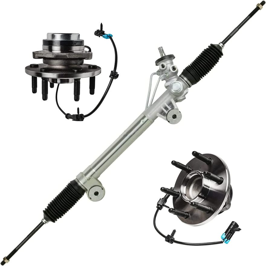2006 Chevrolet Silverado 1500 Front Power Steering Rack and Pinion Wheel Hub and Bearings Kit